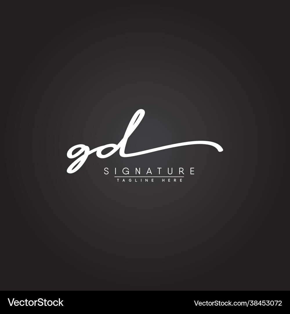 Initial letter gd logo - hand drawn signature Vector Image