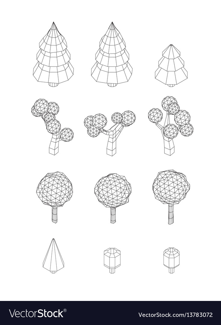 Isometric tree set landscape constructor Vector Image