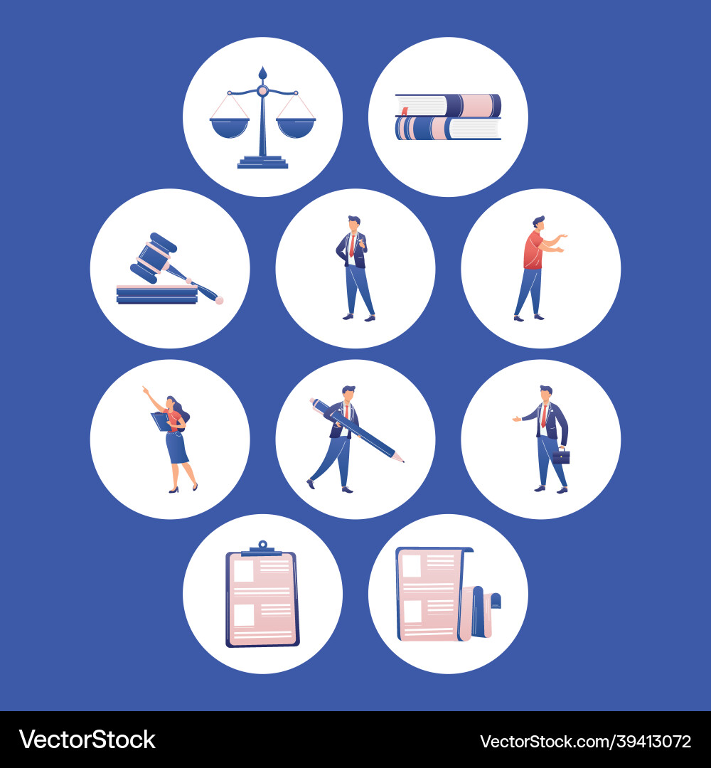 Law icon collection Royalty Free Vector Image - VectorStock