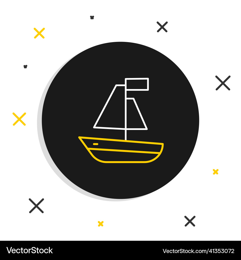 Line toy boat icon isolated on white background Vector Image