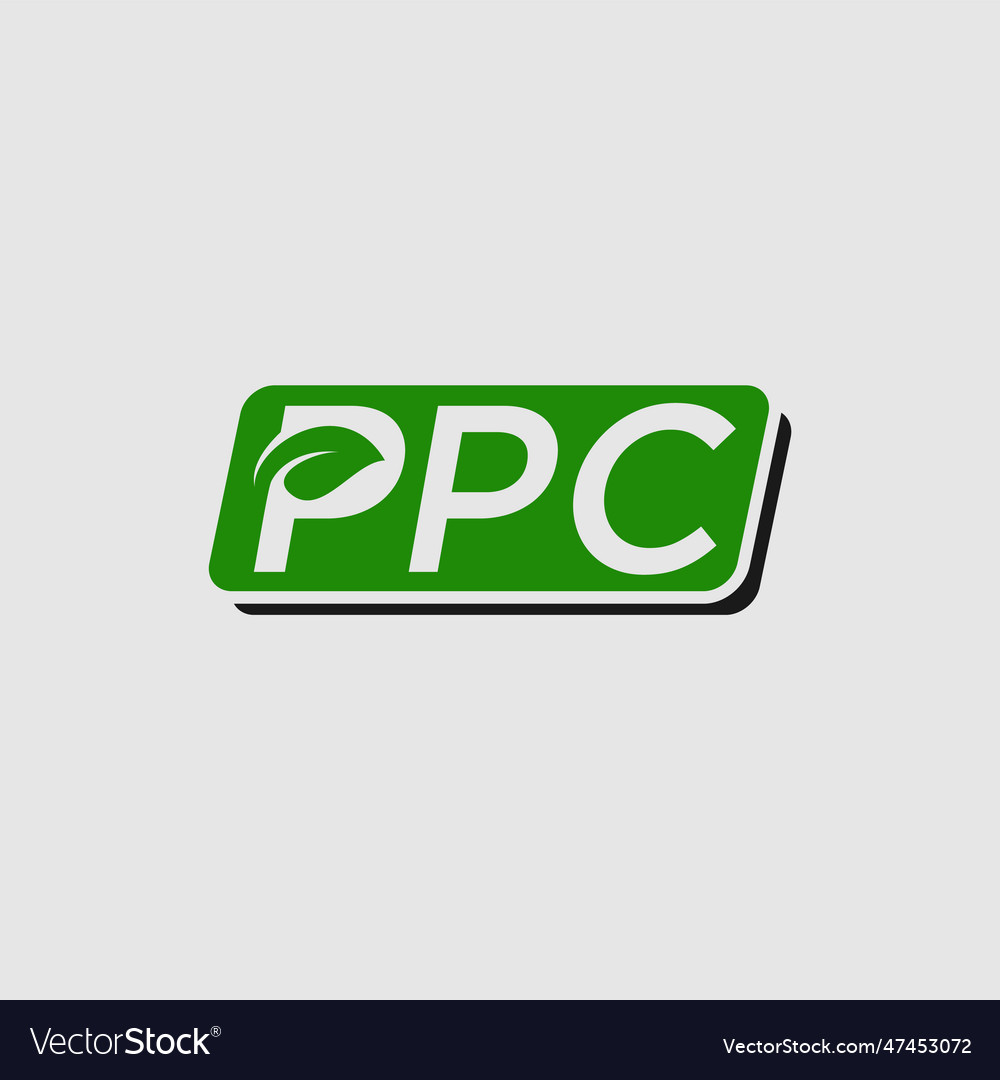 Minimal leaf style initial ppc logo Royalty Free Vector