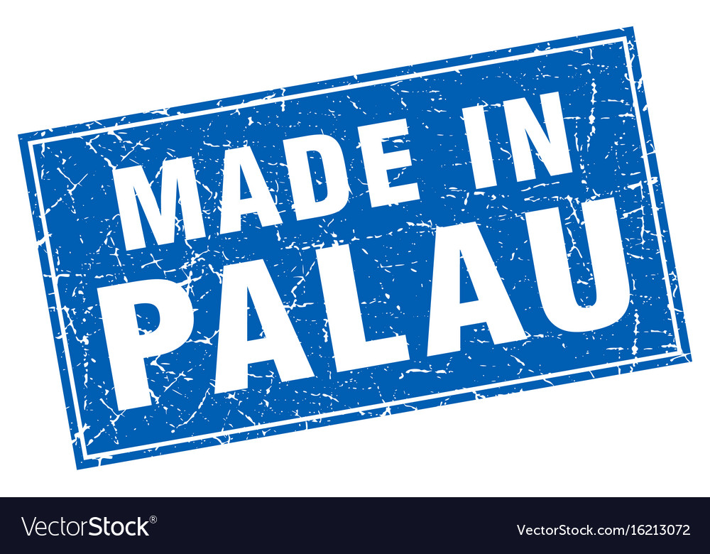 Palau blue square grunge made in stamp Royalty Free Vector