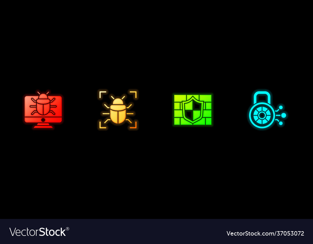 Set system bug on monitor shield with brick Vector Image Set system bug on monitor shield with brick Vector Image