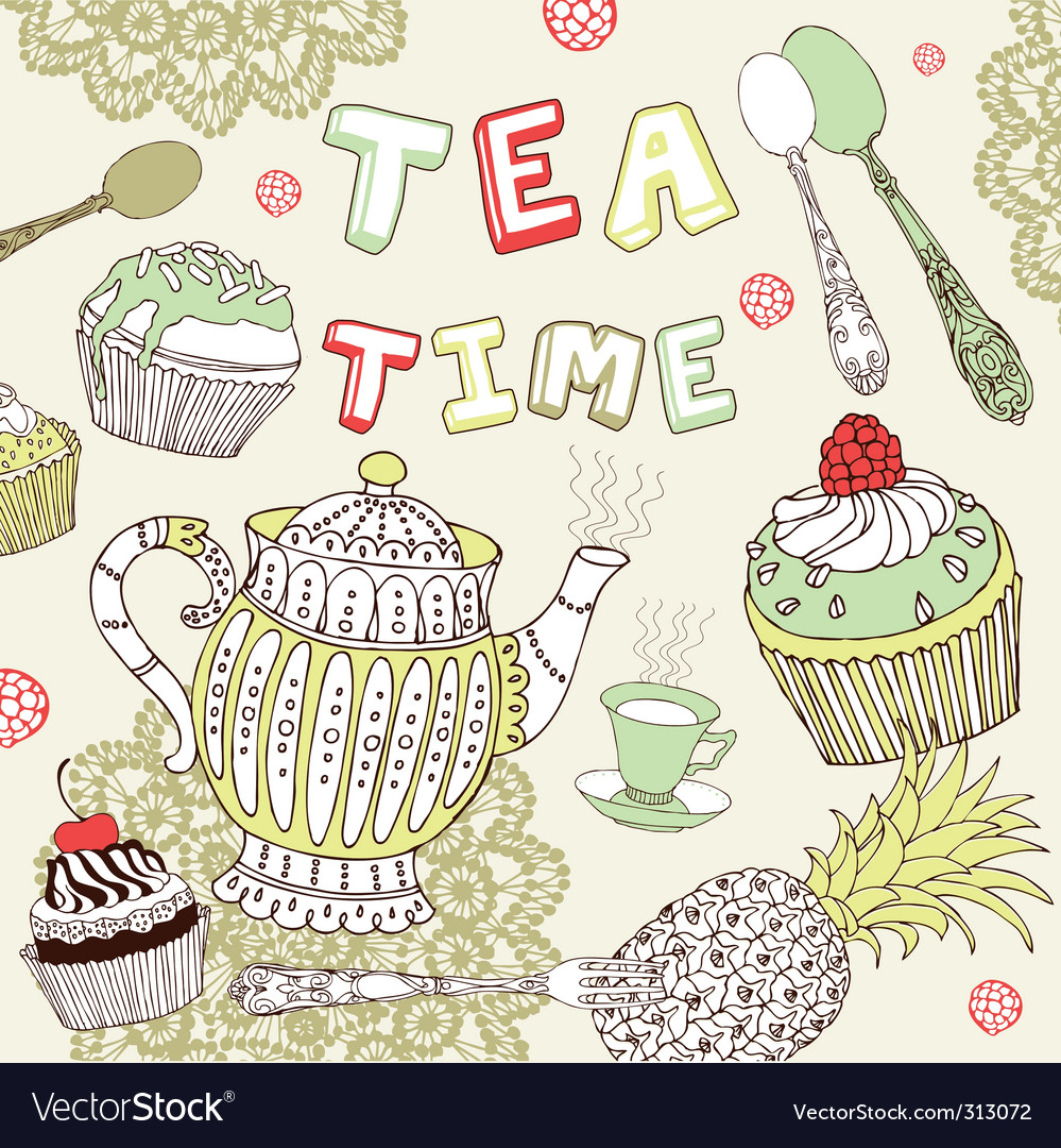 Tea time set Royalty Free Vector Image - VectorStock