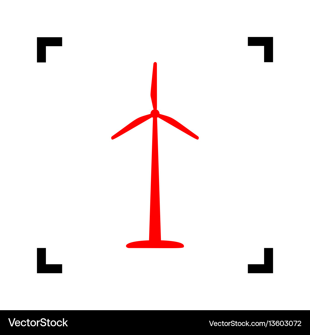 Wind turbine logo or sign red icon inside Vector Image