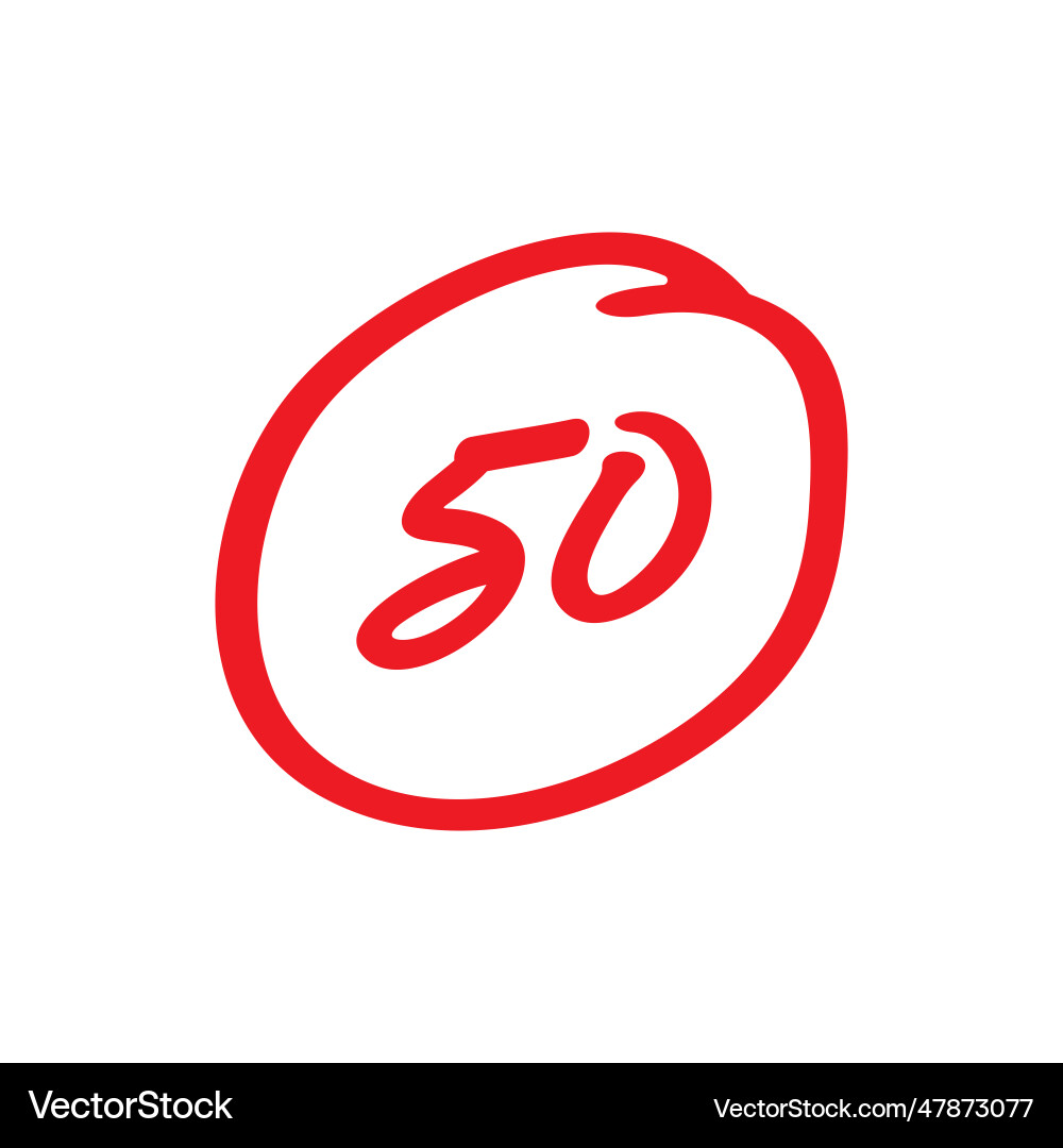50 points test score fifty grade results Vector Image