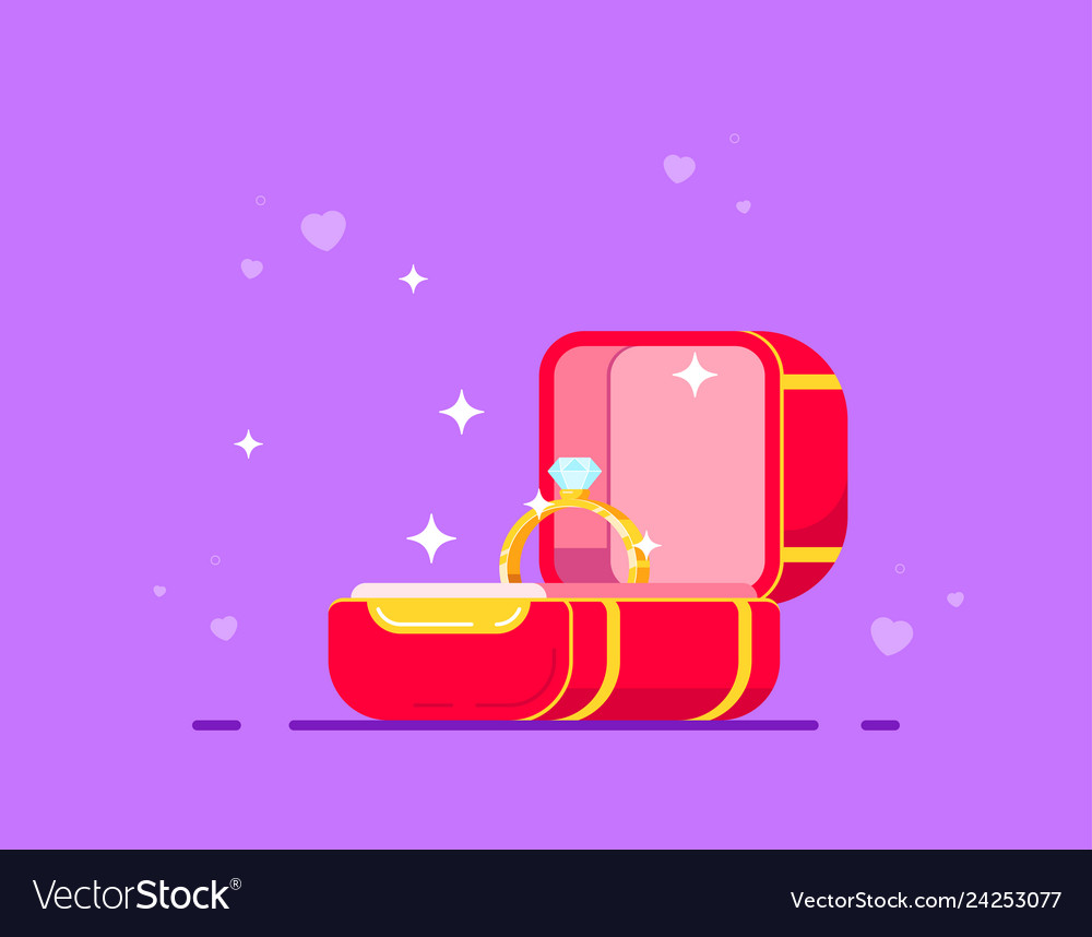Box with engagement ring Royalty Free Vector Image