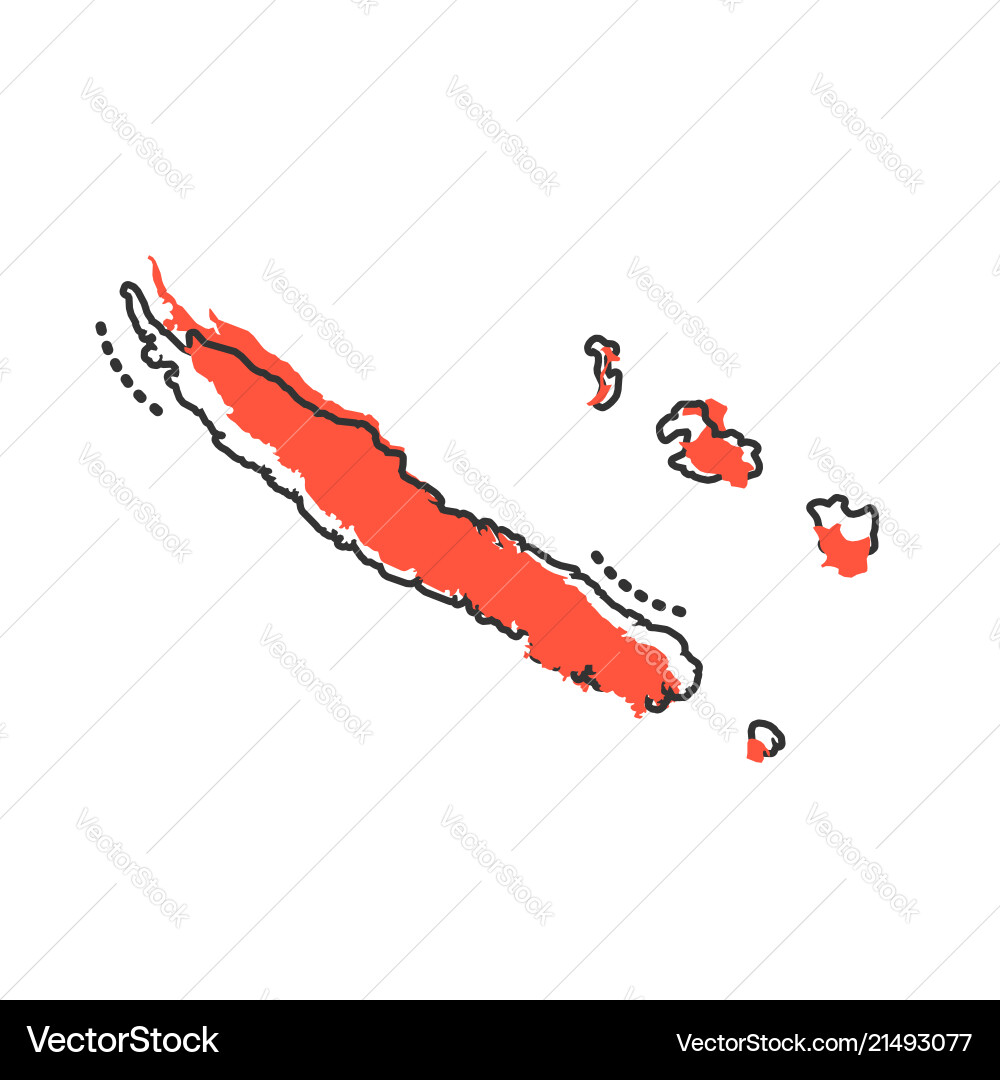 Cartoon new caledonia map icon in comic style new Vector Image