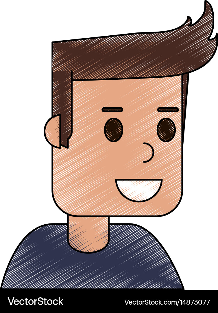 Color pencil cartoon side view half body guy Vector Image