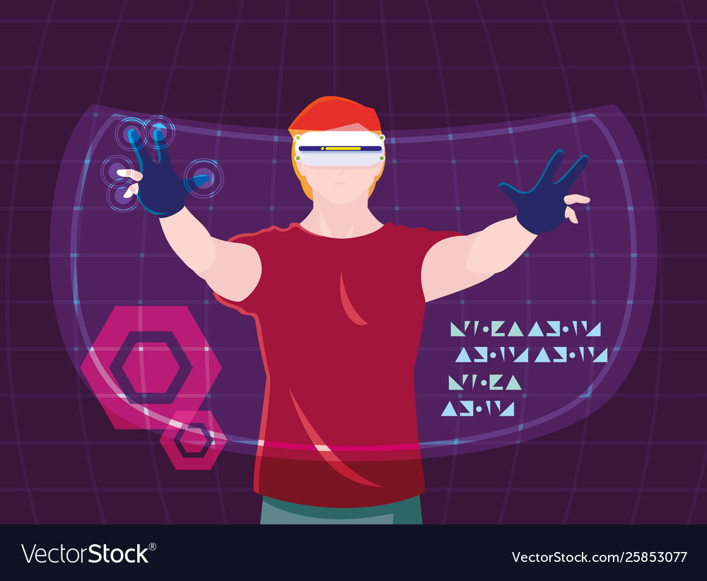Design man using technology augmented Royalty Free Vector