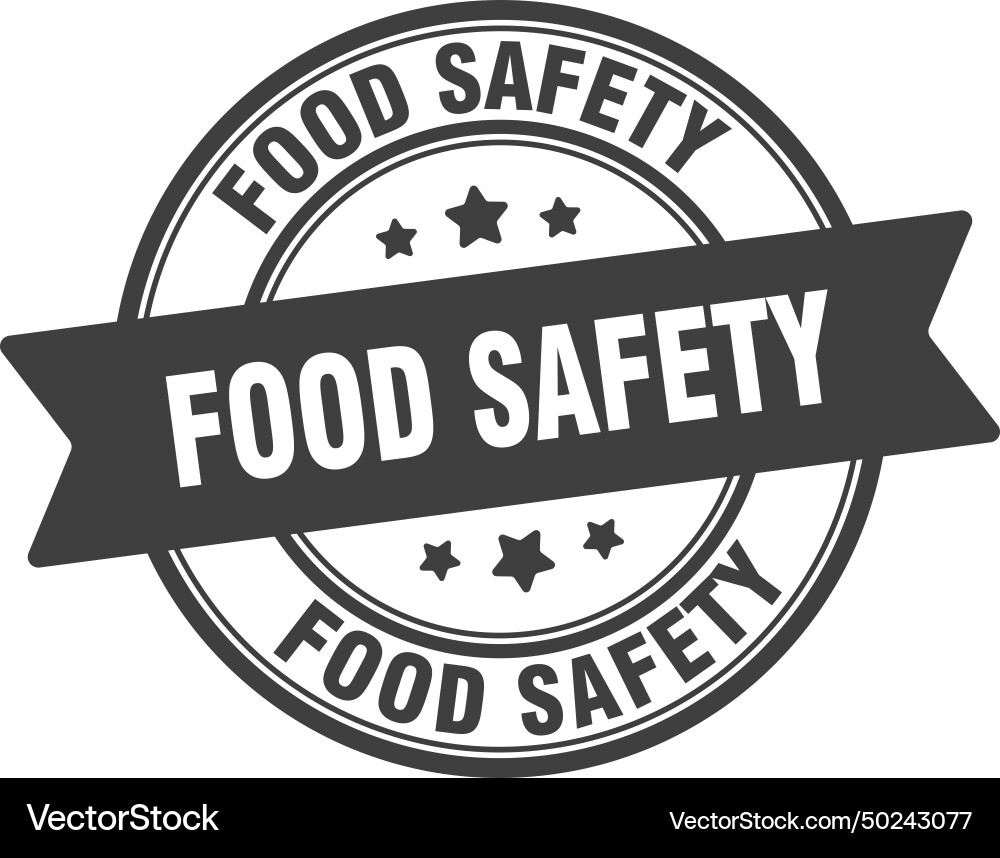 Food safety stamp label Royalty Free Vector Image