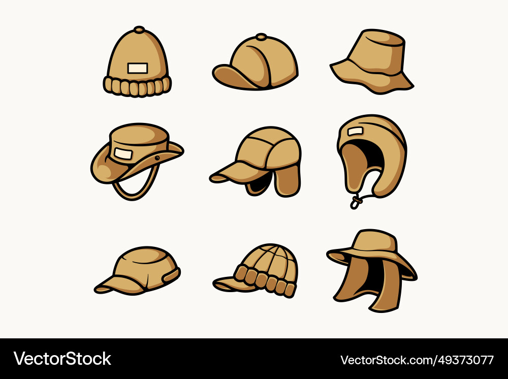 Hats for adventure activity and fashion bundle Vector Image