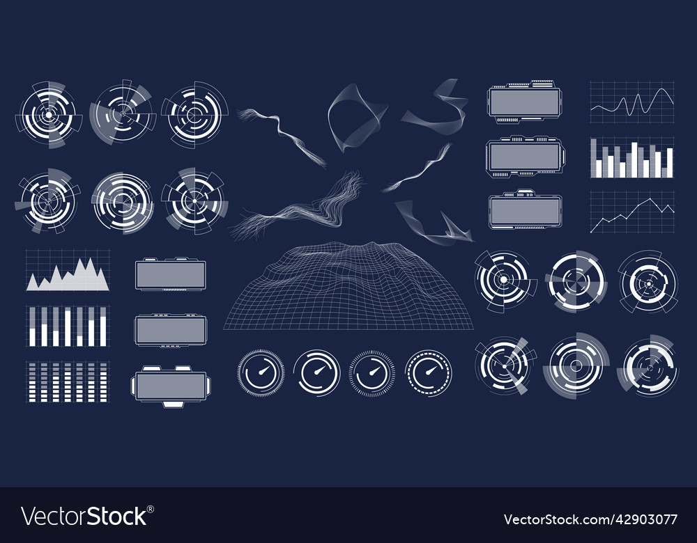 Hud cyberpunk interface elements set techno Vector Image Hud cyberpunk interface elements set techno Vector Image