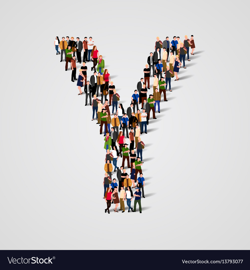 Large group of people in letter y form Royalty Free Vector