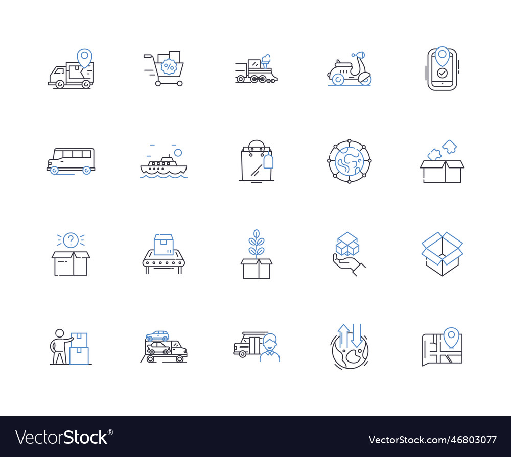 Material handling line icons collection forklifts Vector Image Material handling line icons collection forklifts Vector Image