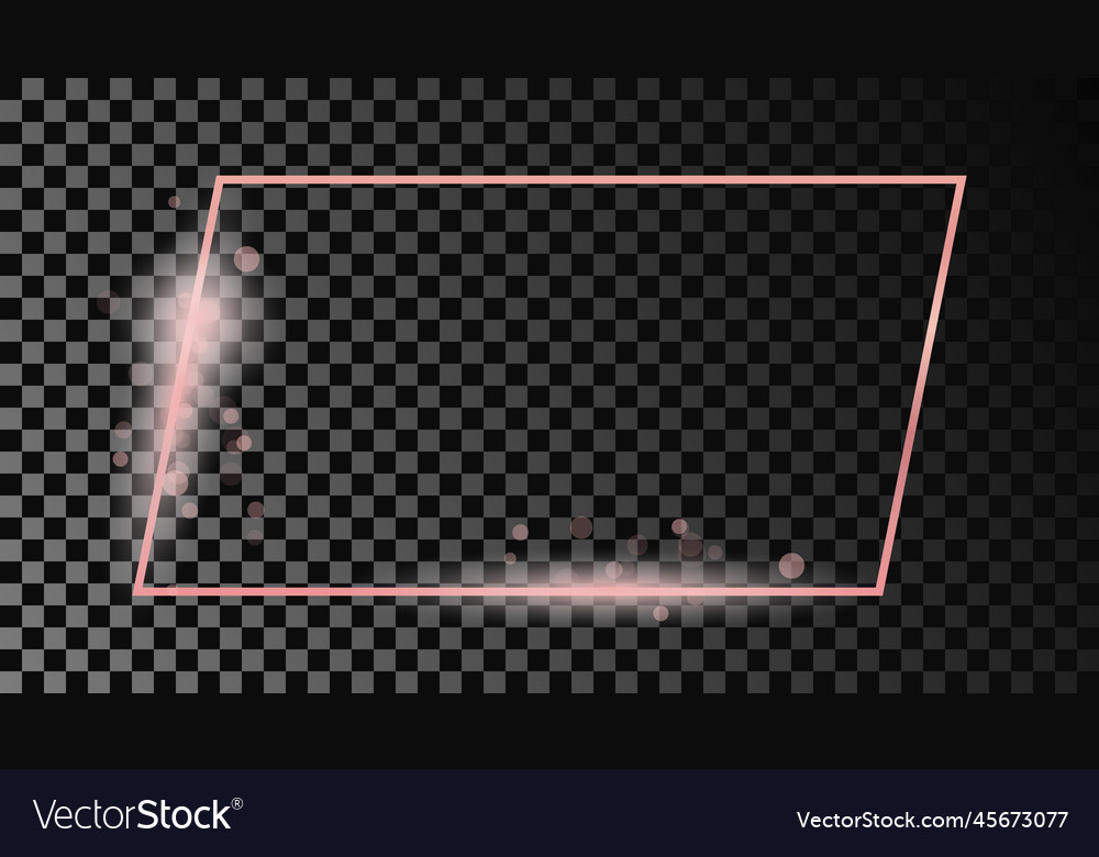 Rose gold glowing rectangular shape frame Vector Image