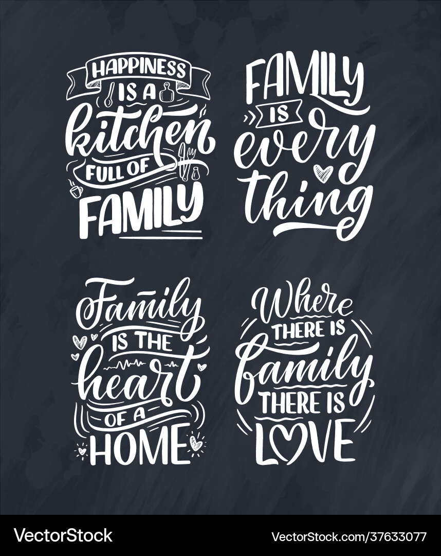 Set with hand drawn lettering quote in modern Vector Image