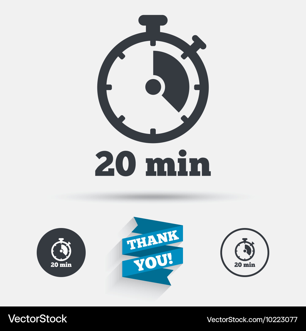 Timer sign icon 20 minutes stopwatch symbol Vector Image