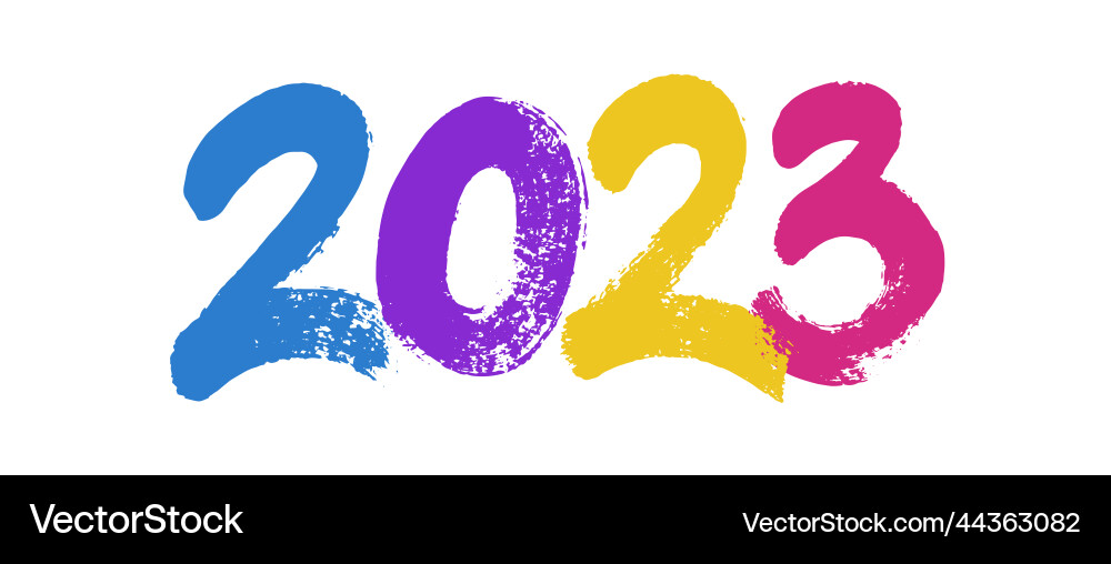 2023 numbers new year design element grunge hand Vector Image