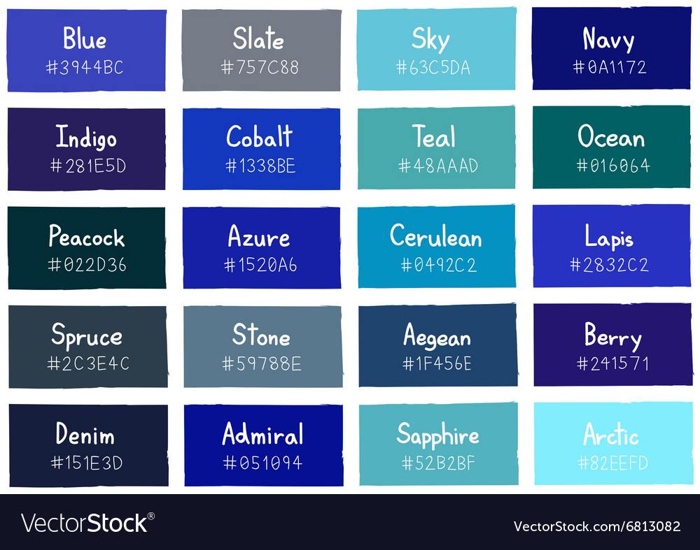 Shade Of Blue Royalty Free Vector Image Vectorstock Color Names My 