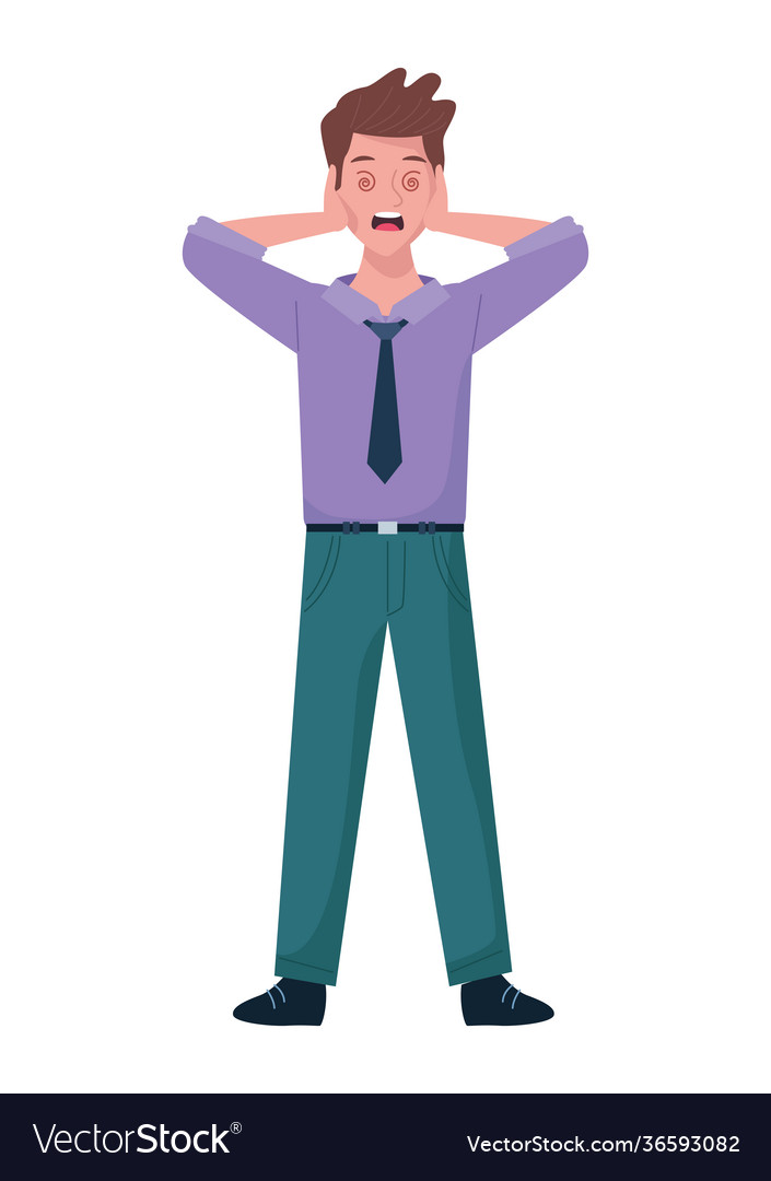 Businessman extressed avatar character icon Vector Image