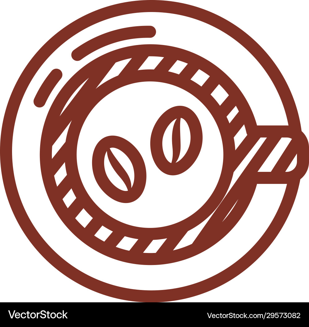 Coffee cup drink with grains seeds line style icon
