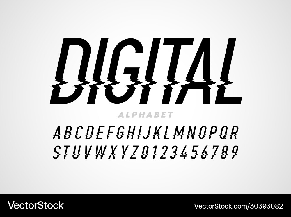 Digital distortion style font capital letters and Vector Image