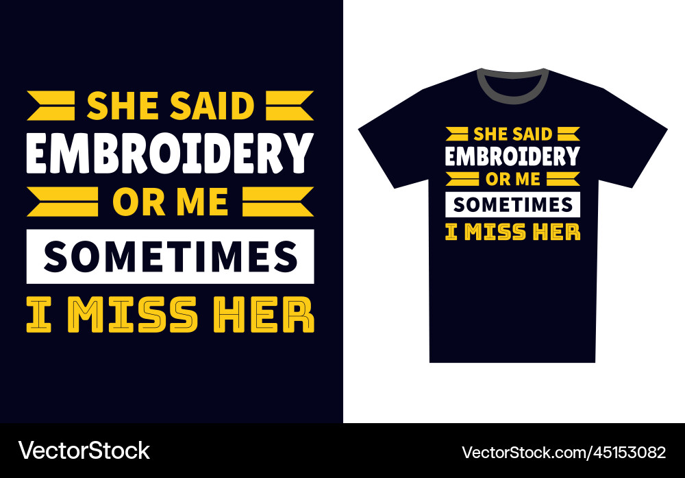 Embroidery t shirt design template Royalty Free Vector Image