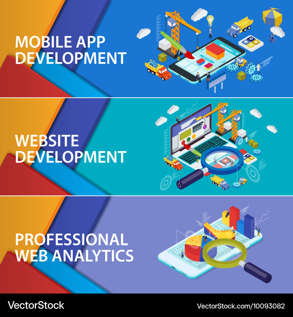 Flat 3d isometric smartphone and laptop Royalty Free Vector