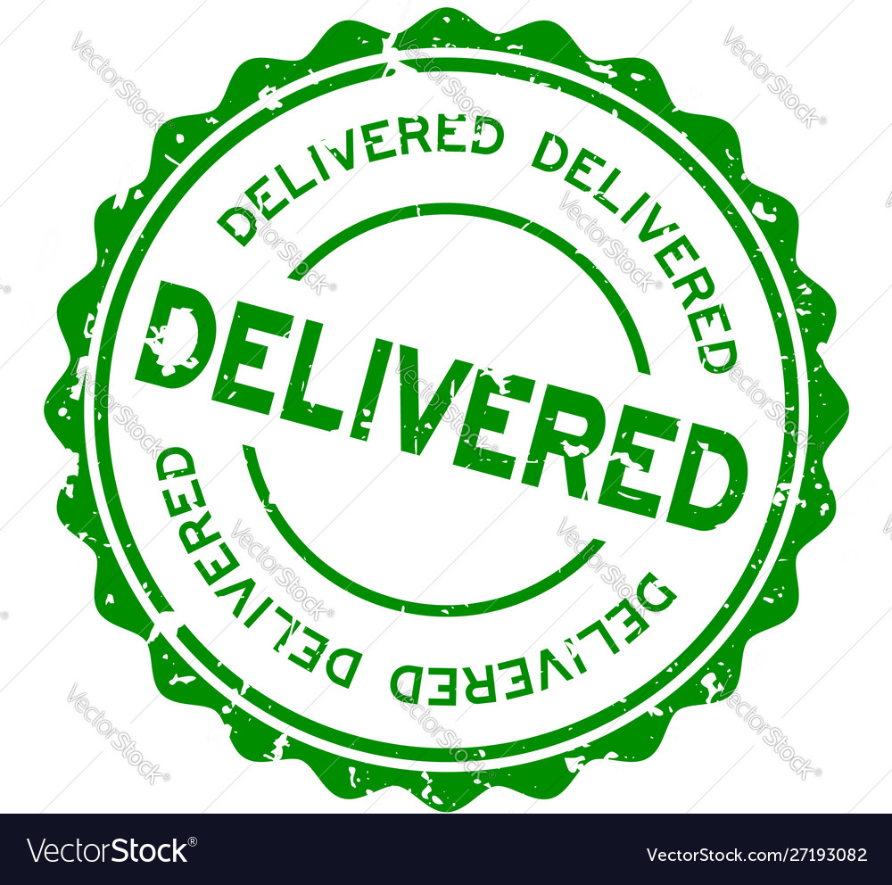 Grunge green delivered word round rubber seal Vector Image