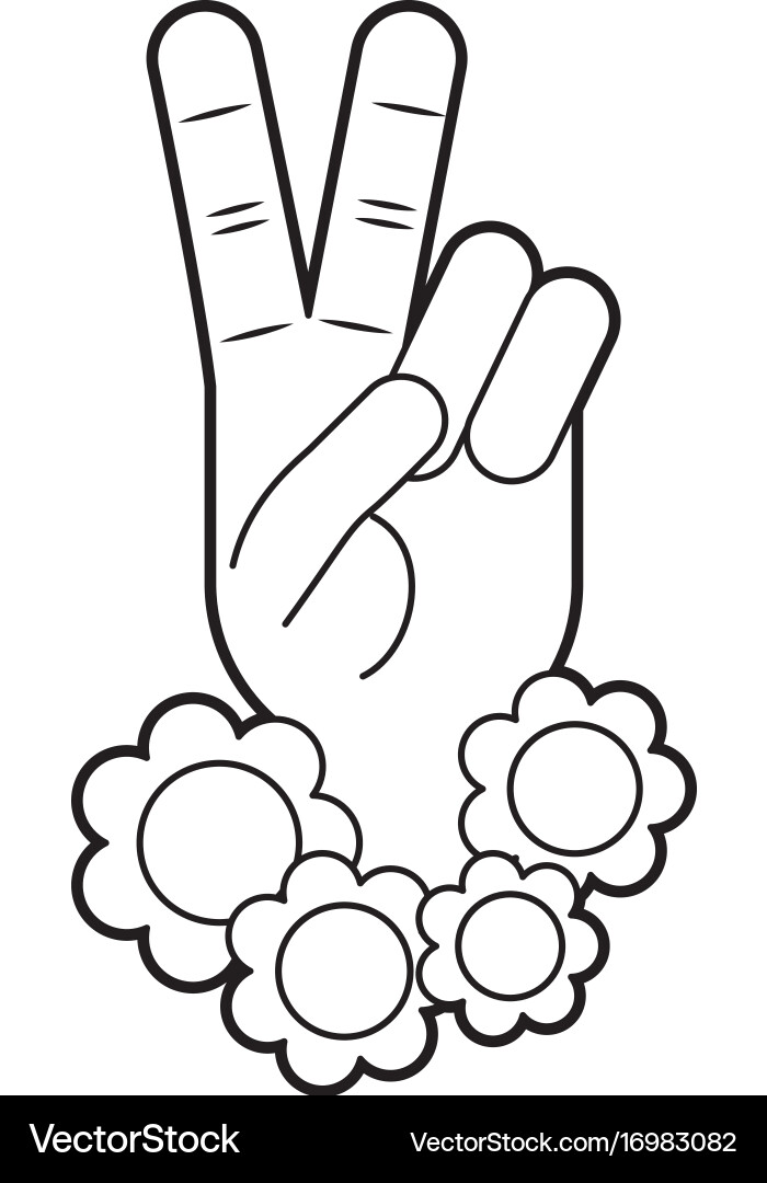 Hand making peace and love with flowers Royalty Free Vector