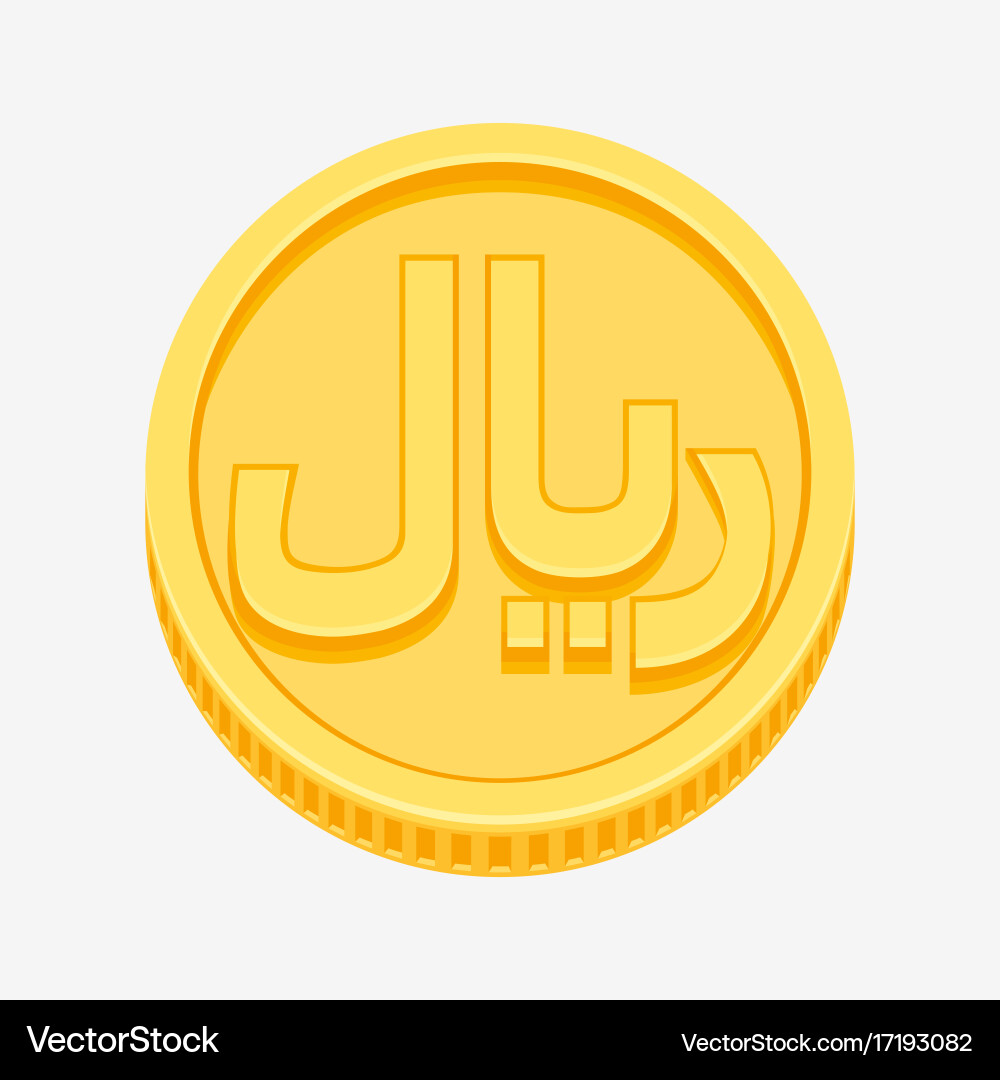 Iranian rial symbol on gold coin Royalty Free Vector Image