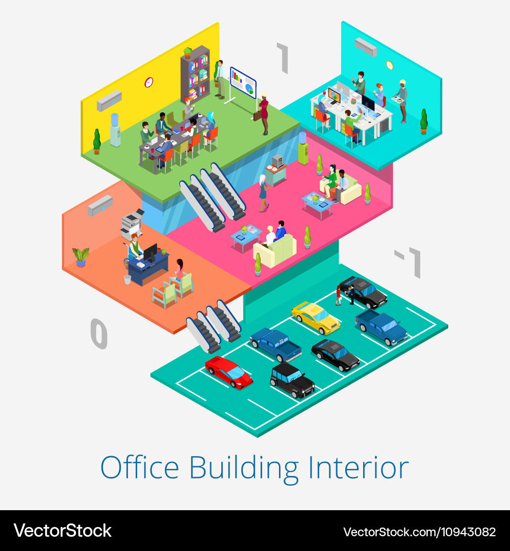 Isometric office center interior meeting room Vector Image