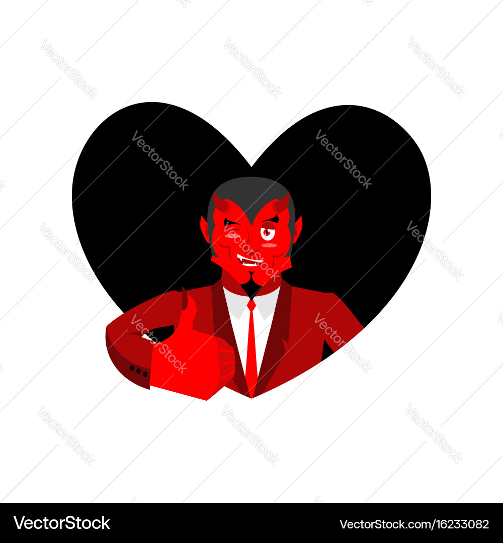 Love satan devil and black heart thumb up red Vector Image