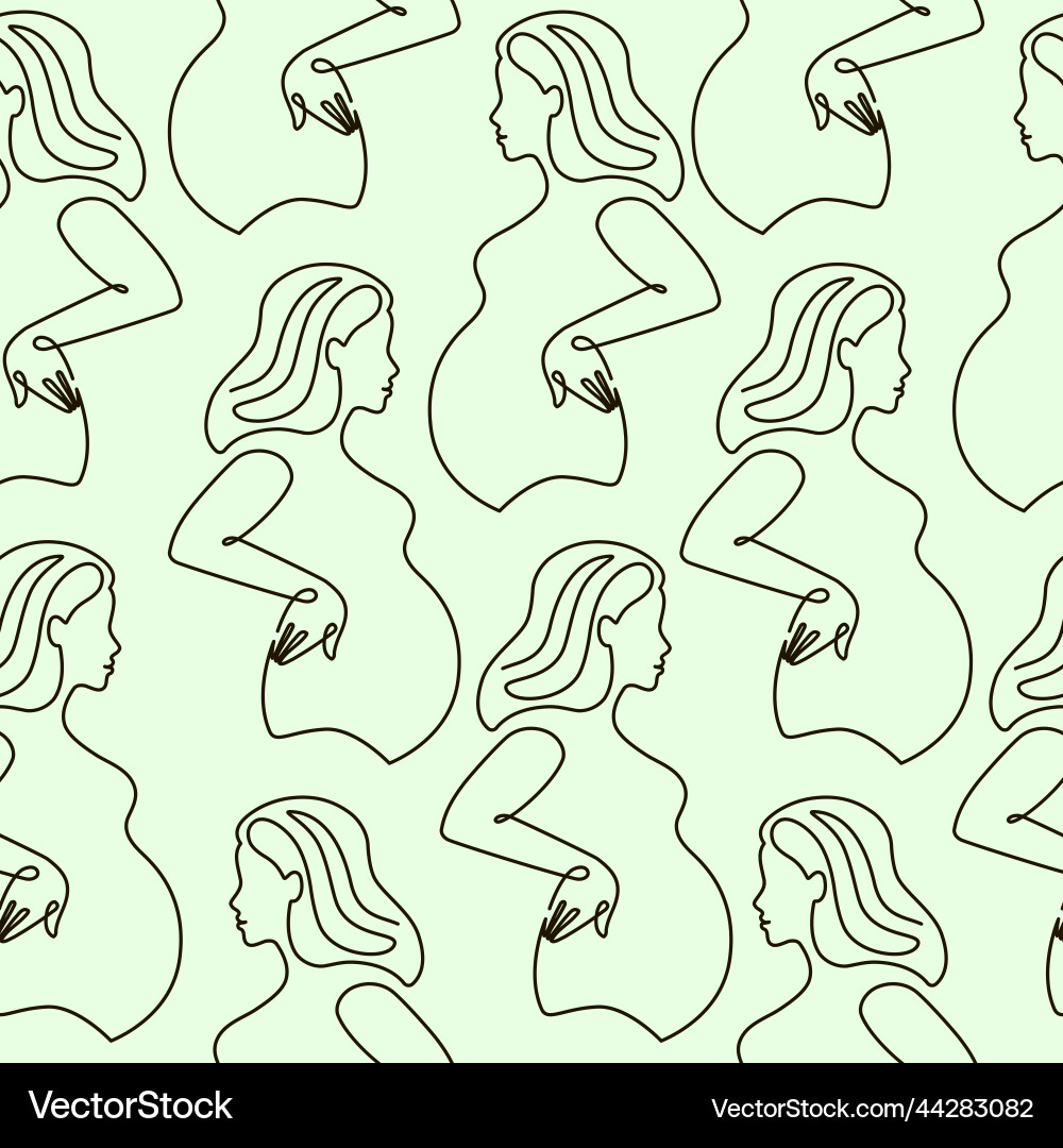 Pregnant women one line seamless pattern Vector Image