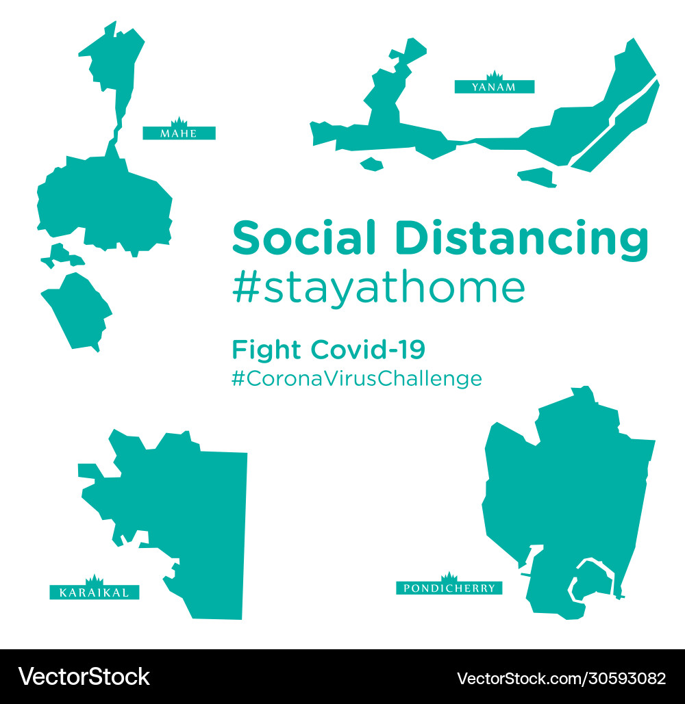 Puducherry map with social distancing stayathome Vector Image
