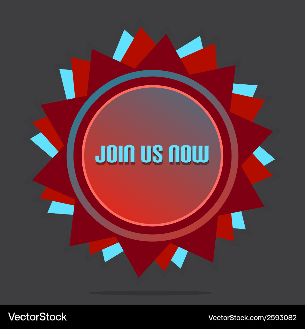 Red style star with label sign join us now Vector Image