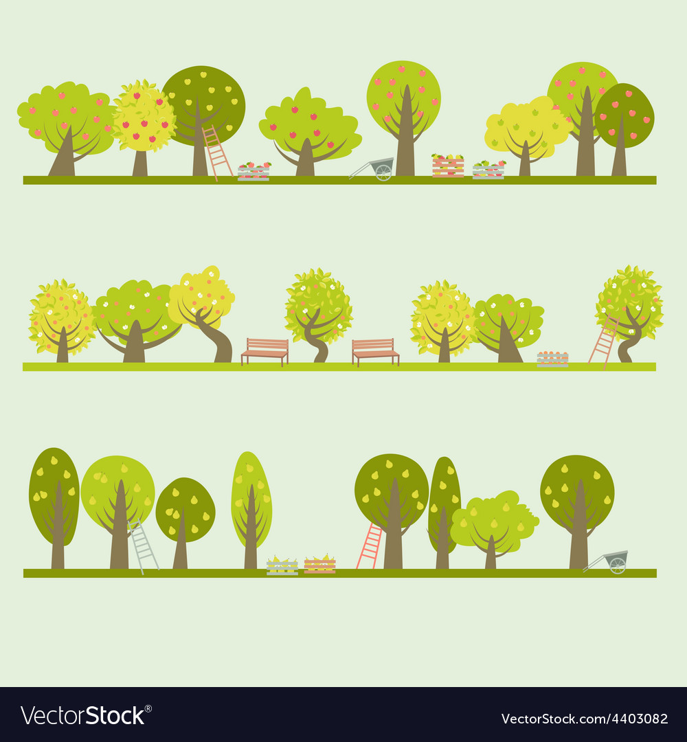 Set different fruit trees Royalty Free Vector Image