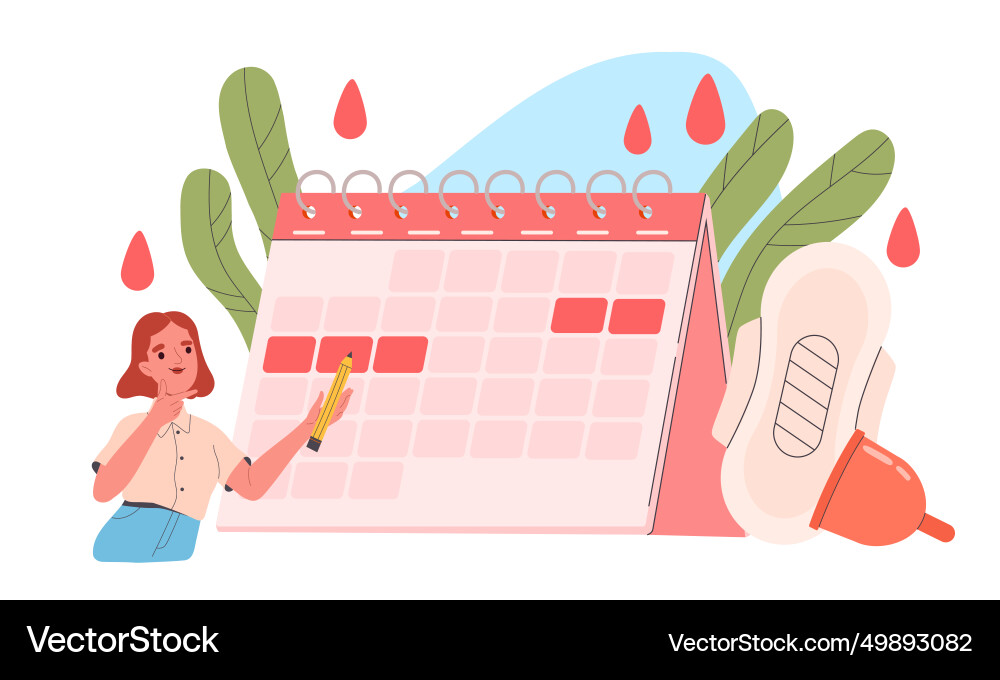 Woman with menstrual calendar Royalty Free Vector Image