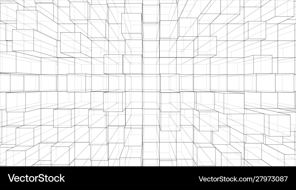 Abstract background cubes outline Royalty Free Vector Image