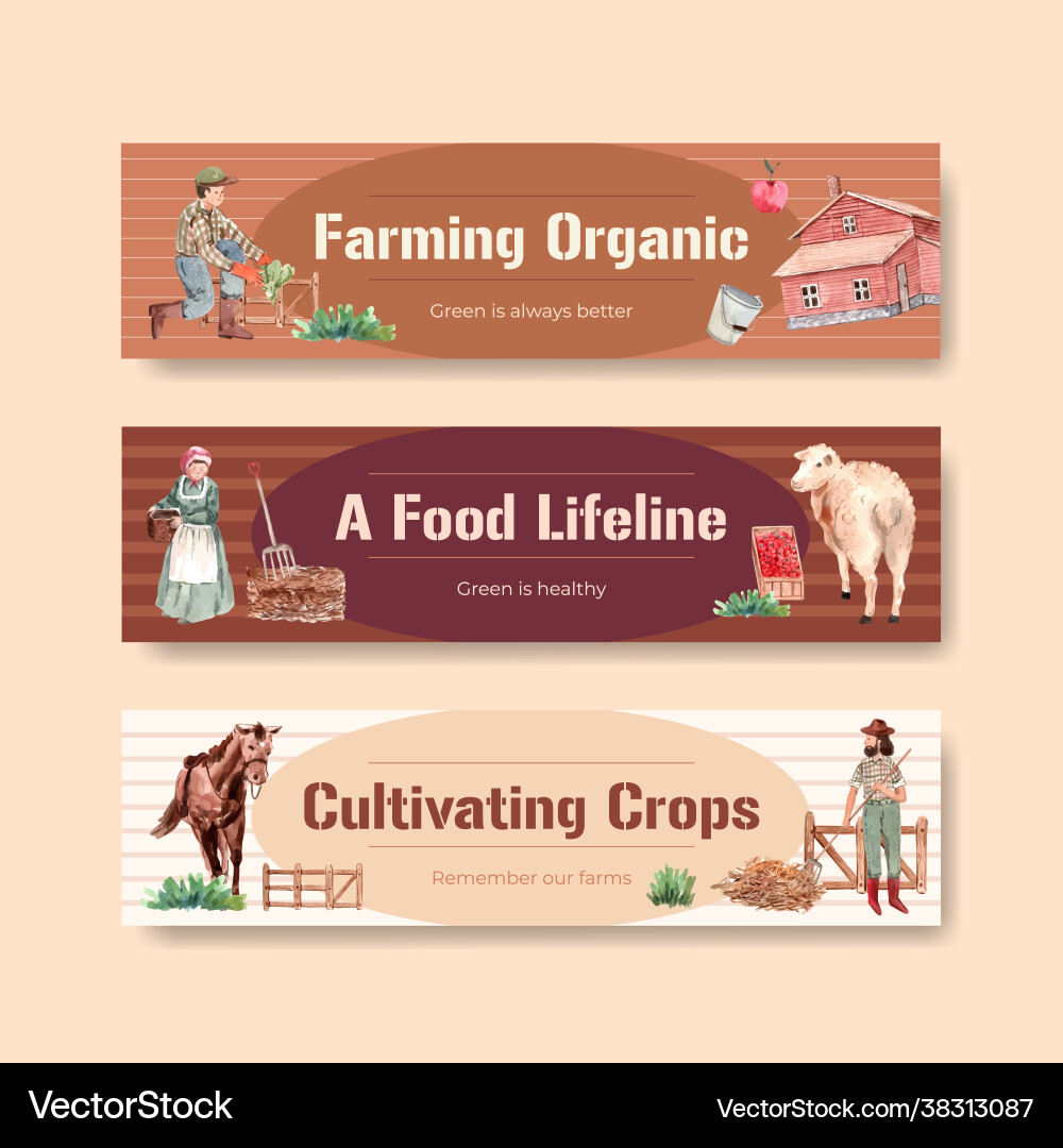 Banner template with farm organic concept design Vector Image