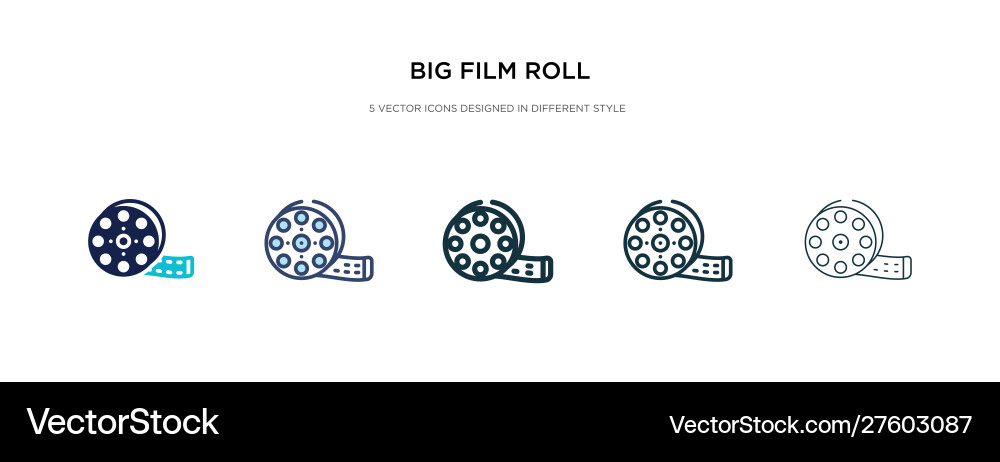 Big film roll icon in different style two Vector Image