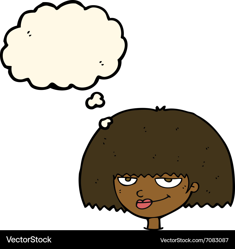 Cartoon mean female face with thought bubble Vector Image