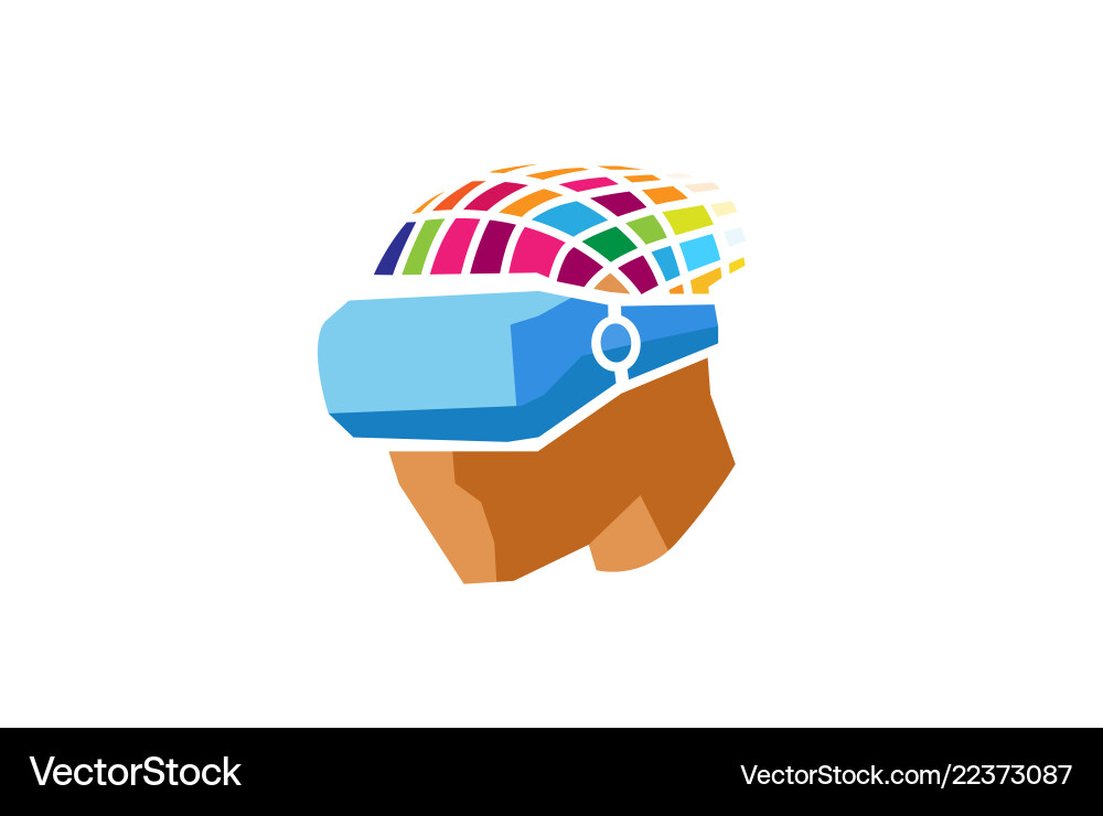Creative colorful helmet head digital logo Vector Image