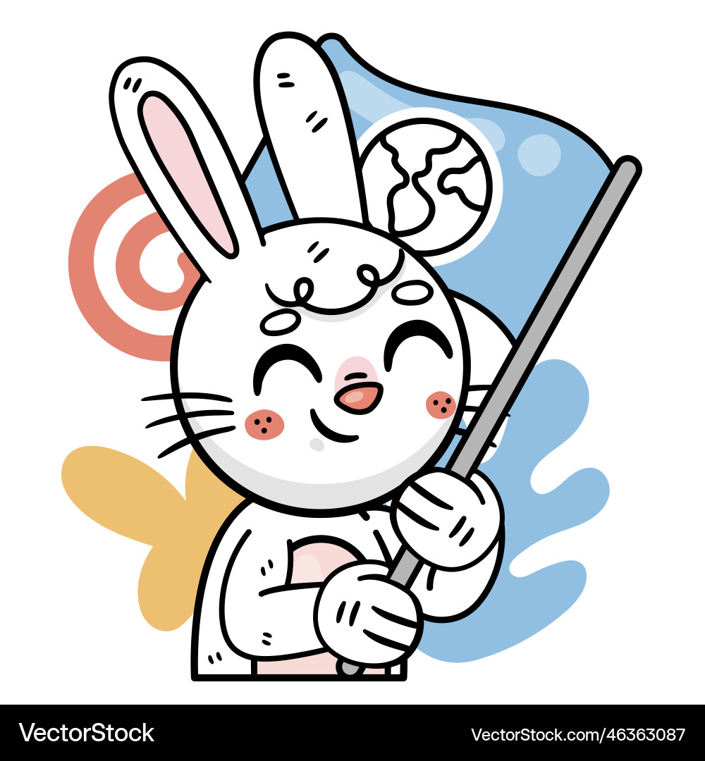 Earth day stickers set with bunny Royalty Free Vector Image