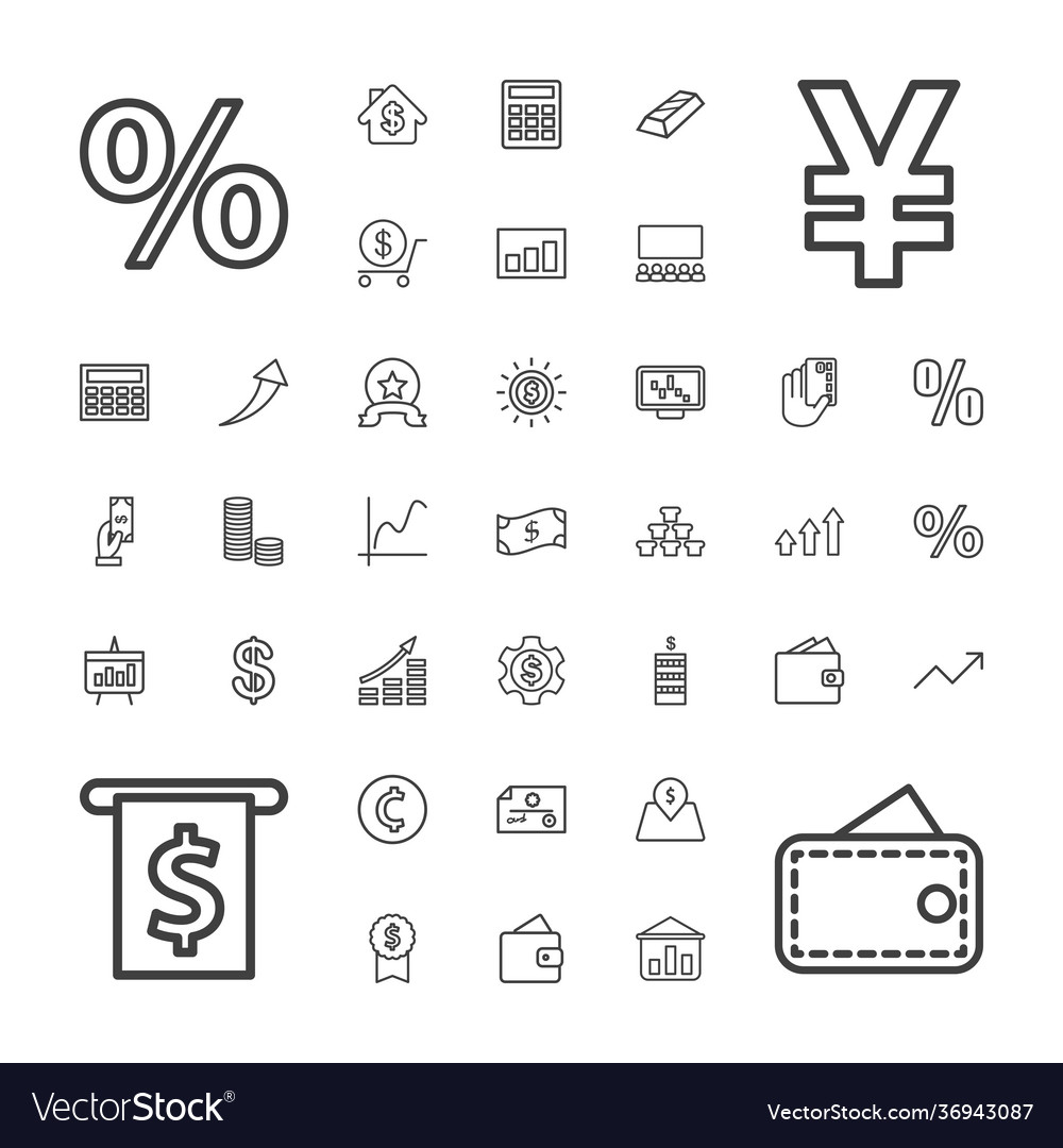 Financial icons Royalty Free Vector Image - VectorStock