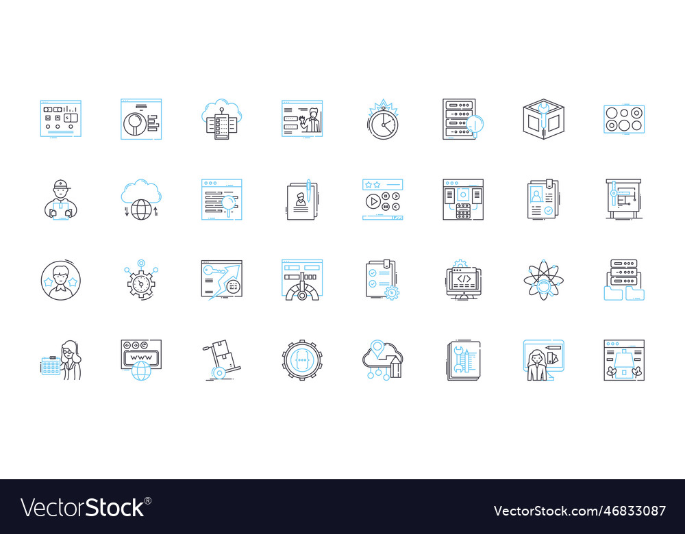 Game Development Linear Icons Set Code Design Vector Image