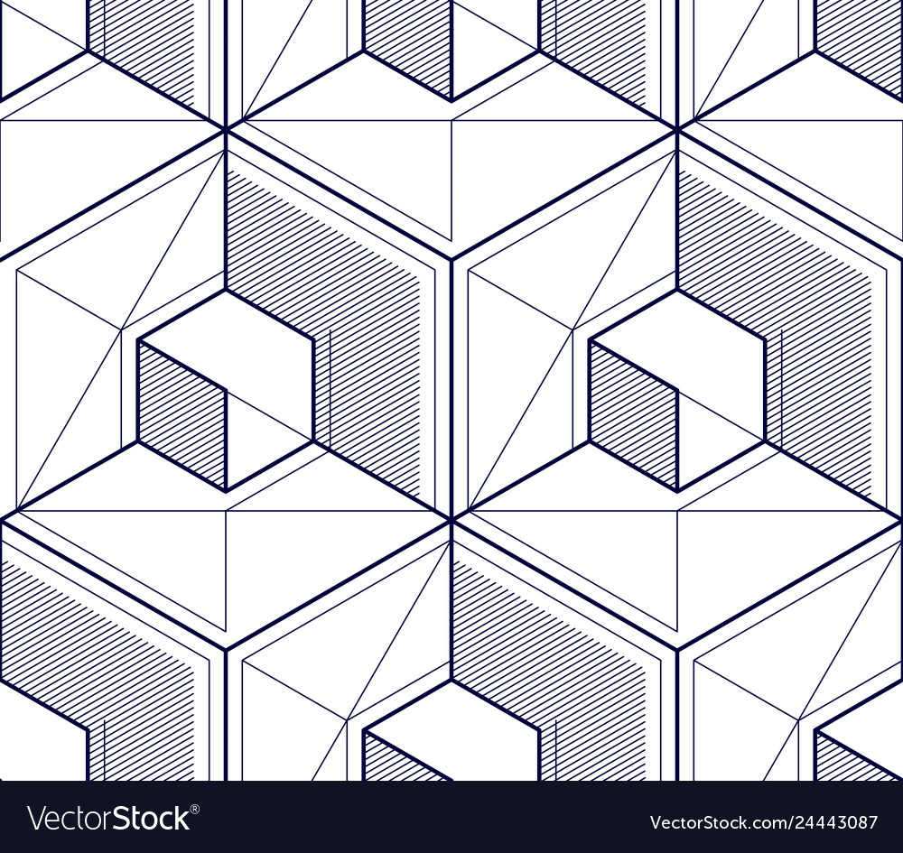 Geometric Cubes Abstract Seamless Pattern 3d Vector Image