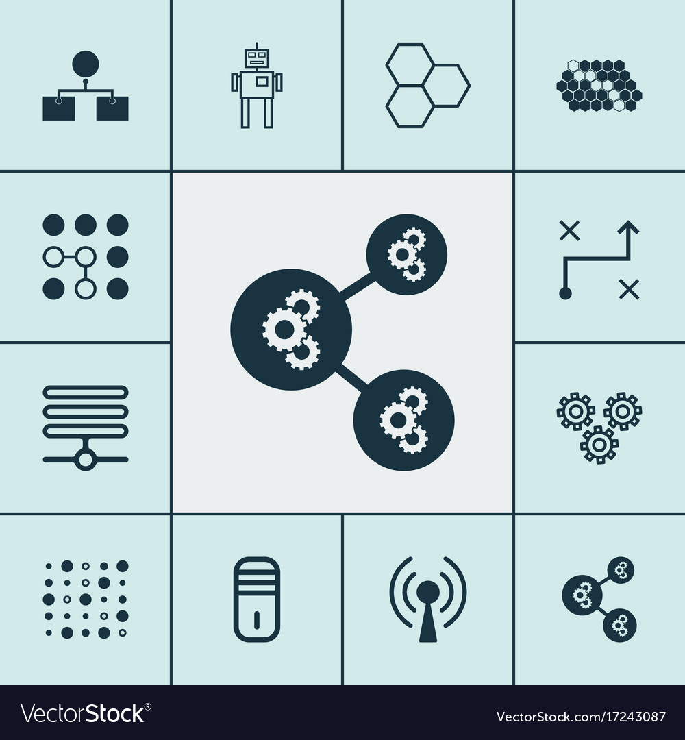 Learning icons set collection of algorithm Vector Image