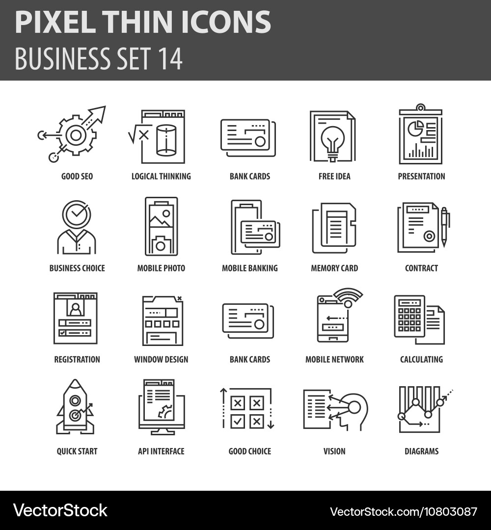 Modern thin line icons set for business Royalty Free Vector